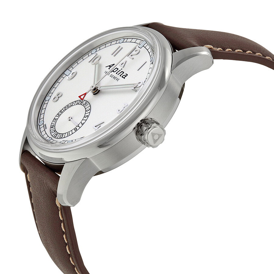 Alpina Alpiner Manufacture Silver Dial Brown Leather Men's Watch AL ...