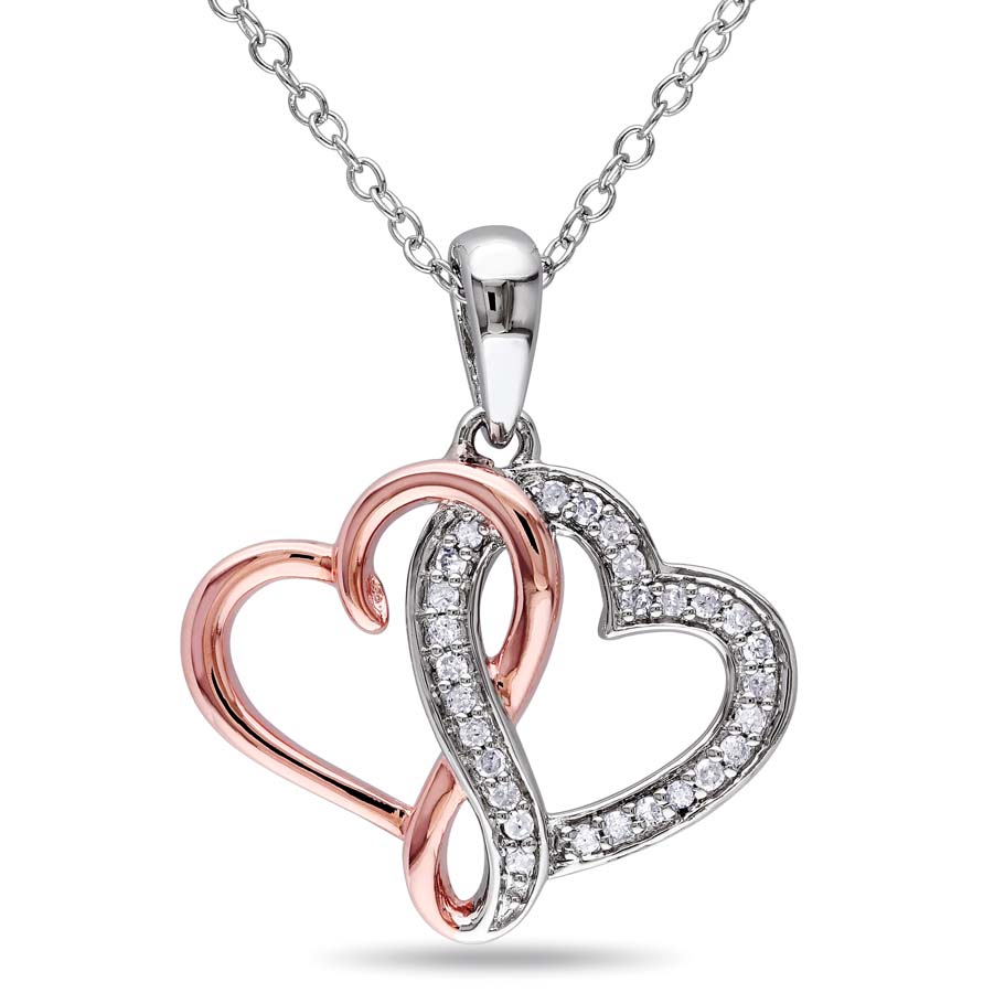 Amour Two Tone Interlocking Heart 0.14 CT Diamond Pendant - Amour ...