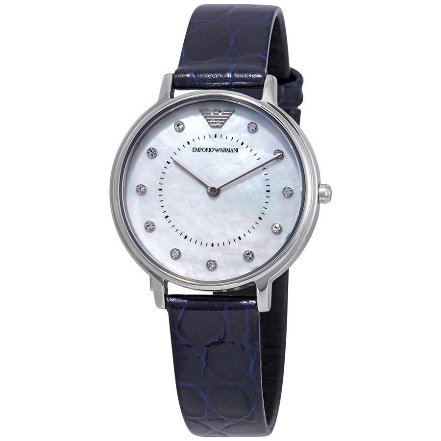 Armani Mother of Pearl Crystal Dial Ladies Watch AR11095 - Emporio ...