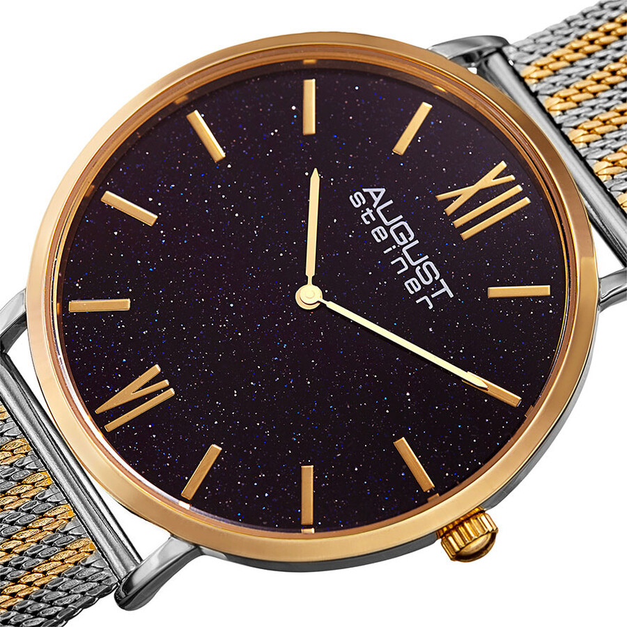 August Steiner Blue Sandstone Dial Men's Two Tone Watch AS8218TTG ...