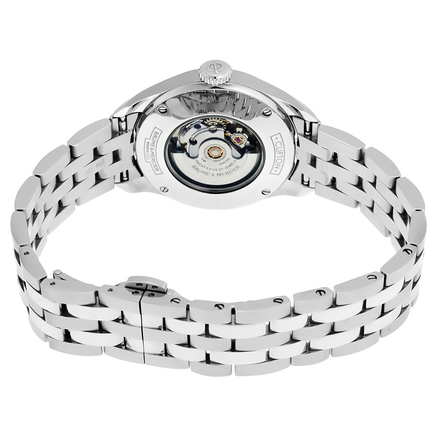 Baume and Mercier Clifton Mother of Pearl Diamond Dial Steel Automatic ...