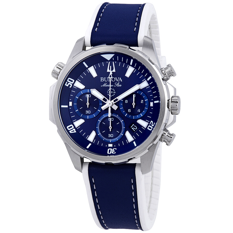 Bulova Marine Star Chronograph Blue Dial Men's Watch 96B287 - Marine ...