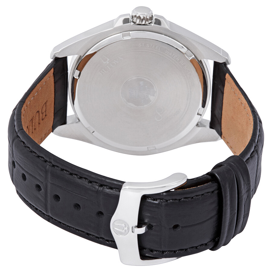 Bulova Precisionist Blue Dial Black Leather Men's Watch 96B257 ...