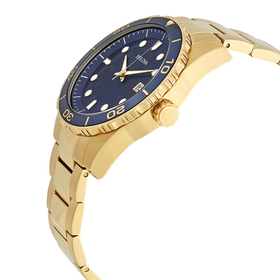 Bulova Sport Blue Dial Yellow Gold-tone Men's Watch 98A197 - Sport ...