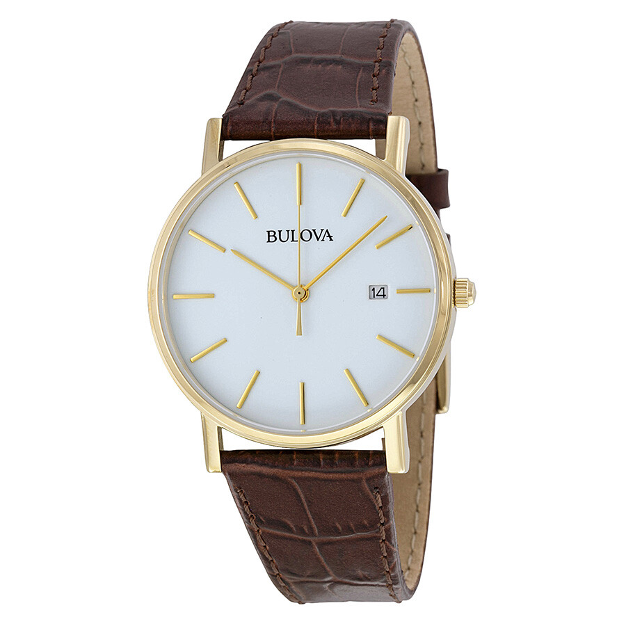 Bulova White Dial Gold-Tone Stainless Steel Men's Watch 97B100 - Bulova ...