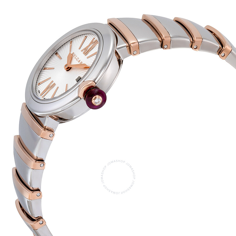 Bvlgari LVCEA Silver Opaline Dial 18kt Pink Gold and Stainless Steel ...