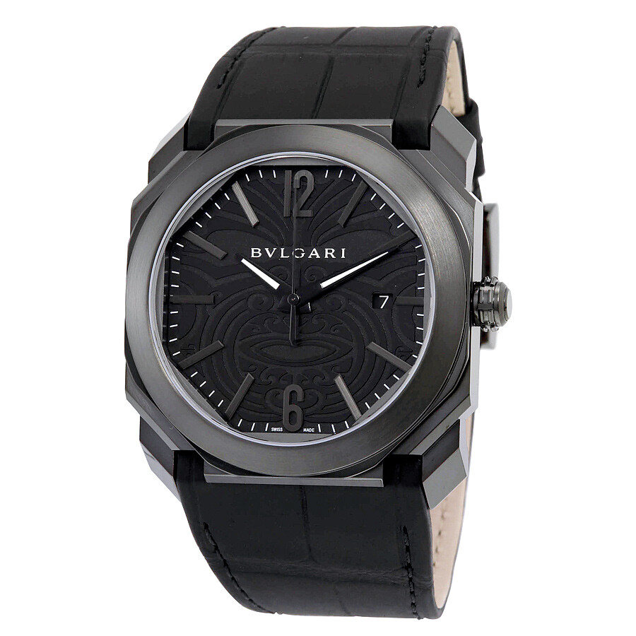 Bvlgari Octo Solotempo Black "Maori tattoo" Patterned Dial Men's Watch ...