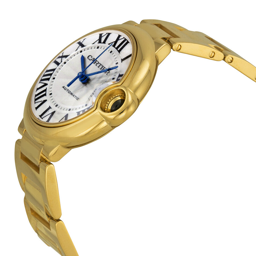 Cartier Ballon Bleu Medium Silver Opaline Dial 18kt Yellow Gold Watch ...