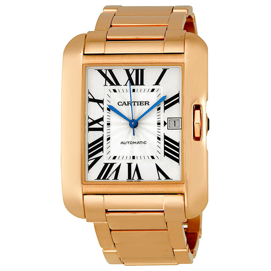 Cartier Tank Anglaise Silver Dial 18k Rose Gold Men's Watch W5310002 ...