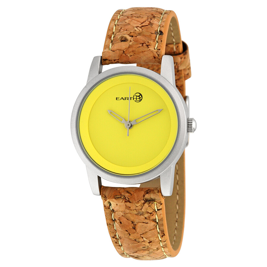 Earth Canopies Yellow Dial Tan Leather Unisex Watch EW2901 - Earth ...
