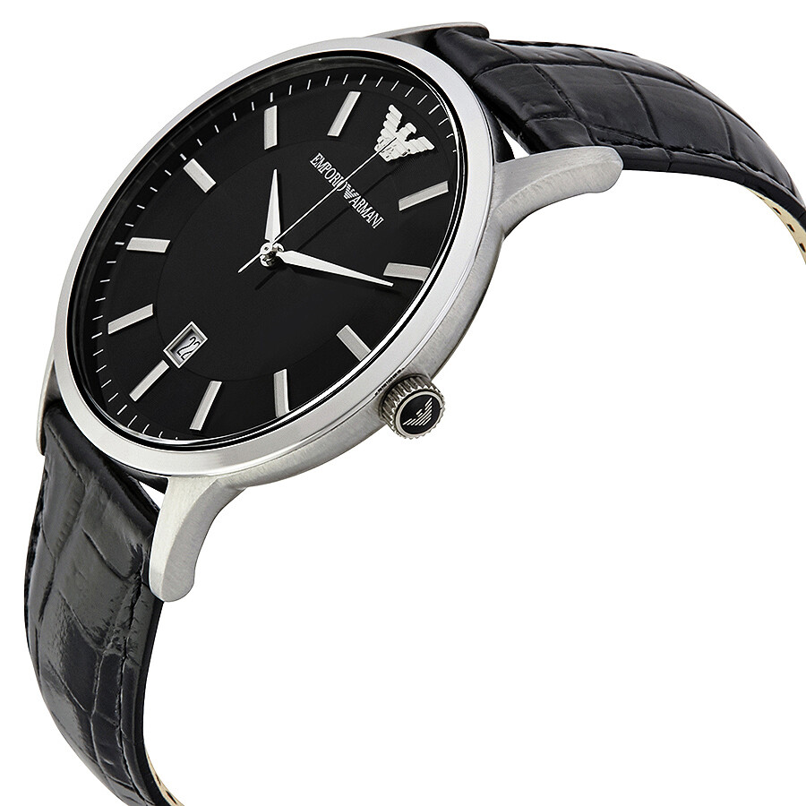 Emporio Armani Black Dial Black Leather Men's Watch AR2411 - Emporio ...