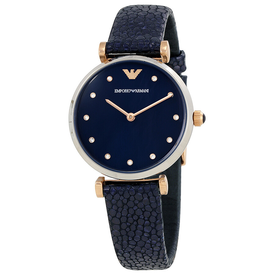 Emporio Armani Retro Navy Dial Ladies Watch AR1989 - Emporio Armani ...