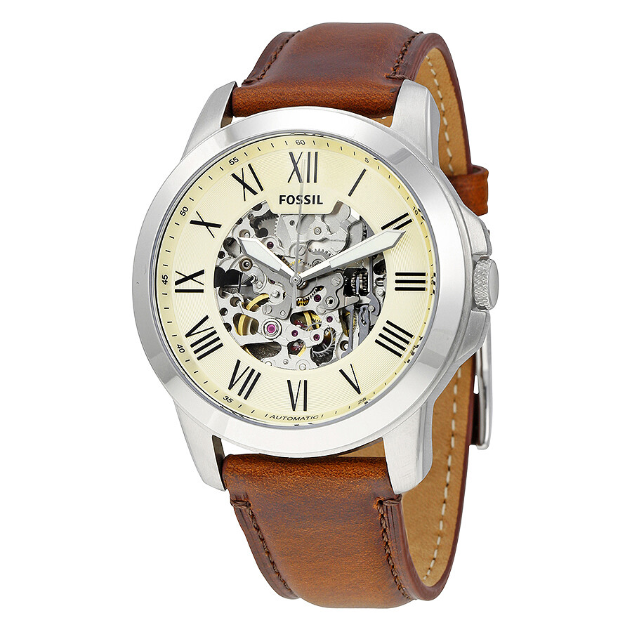 Fossil Grant Automatic Beige Skeleton Dial Men's Watch ME3099 - Grant ...