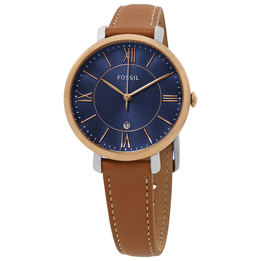 Fossil Jacqueline Blue Dial Ladies Leather Watch ES4274 - Jacqueline ...