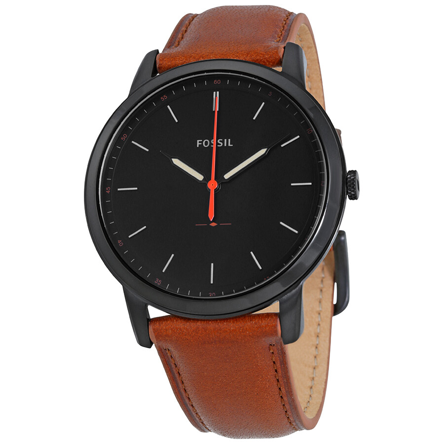 Fossil Minimalist Black Dial Brown Leather Men's Watch FS5305 - Fossil ...