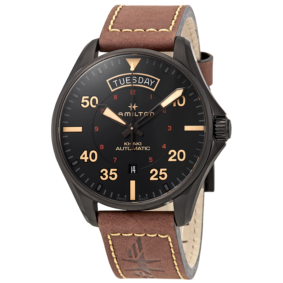 Hamilton Khaki Pilot Automatic Black Dial Men's Watch H64605531 - Khaki ...