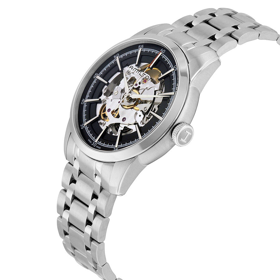 Hamilton Railroad Automatic Black Skeleton Dail Men's Watch H40655131 ...