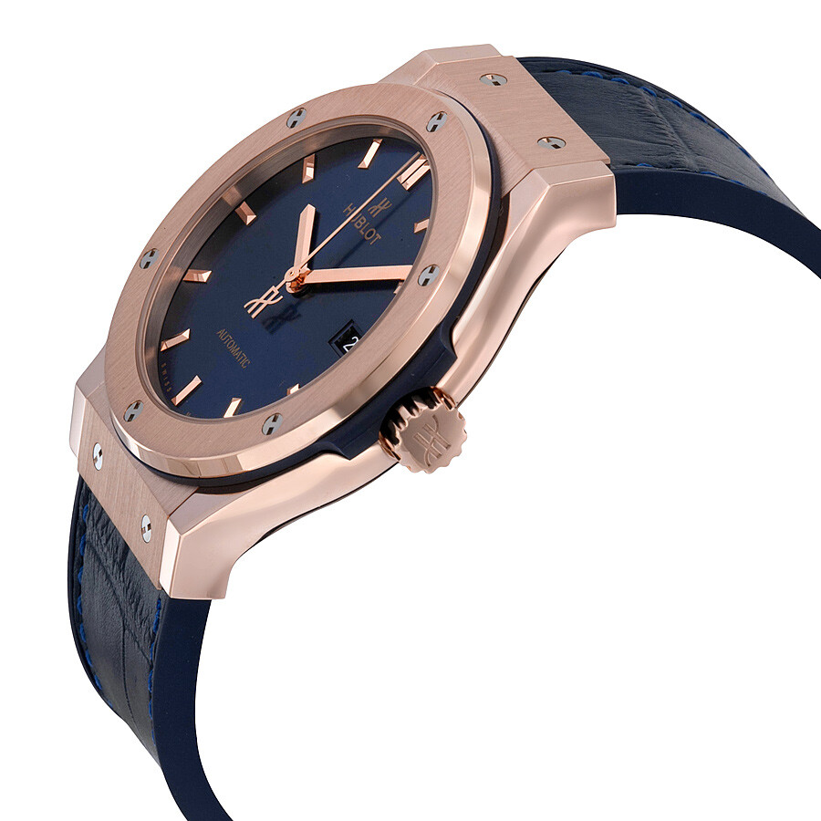 Hublot Classic Fusion Blue Sunray Dial 18k Rose Gold Automatic Men's ...