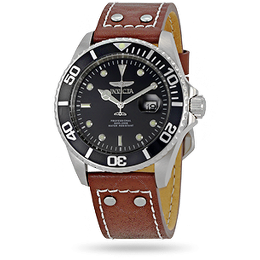 Invicta Pro Diver Black Dial Brown Leather Men's Watch 22069 - Pro ...