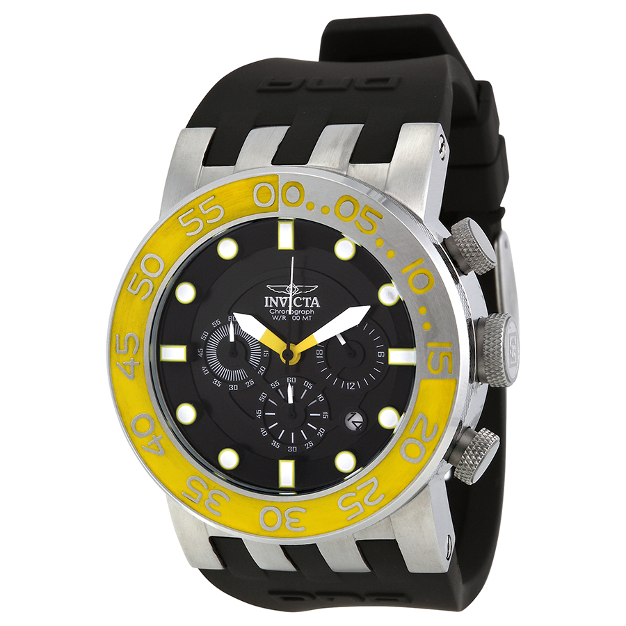 Invicta DNA Diver Chronograph Black Dial Black Rubber Strap Men's Watch ...