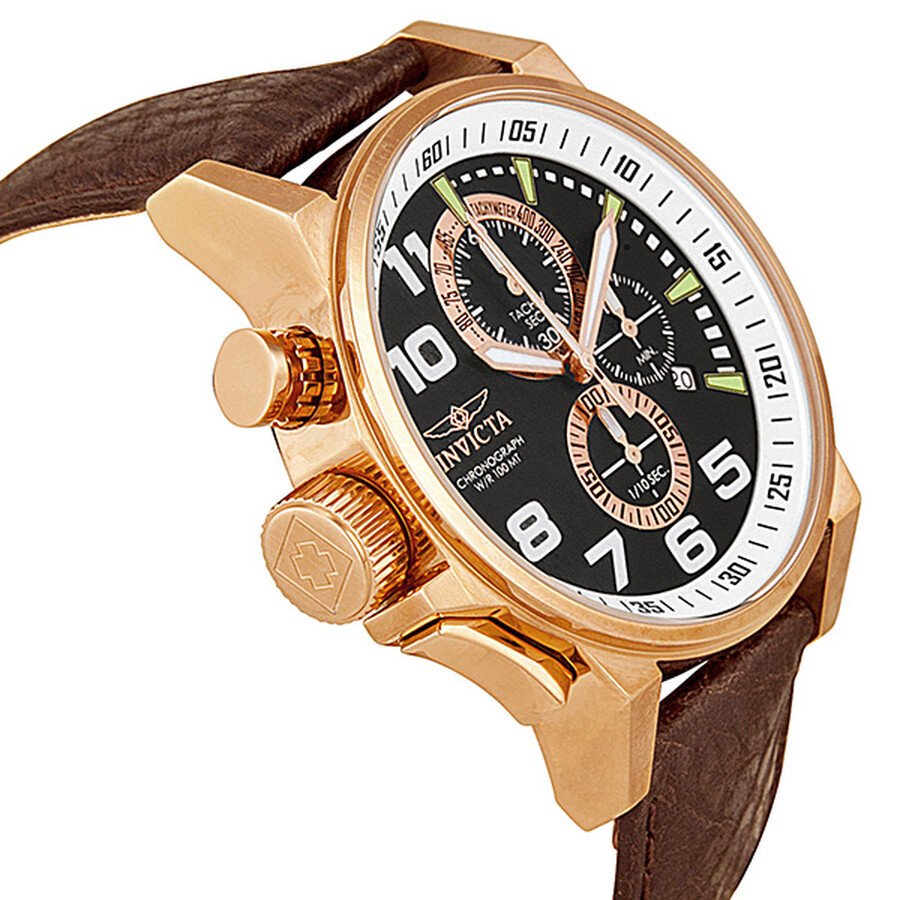 Invicta Force Lefty Chronograph Black Dial Rose Gold-Tone Men's Watch ...