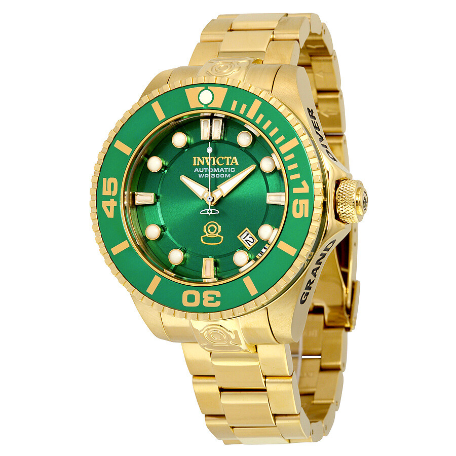 Invicta Pro Diver Automatic Green Dial Gold-plated Men's Watch 19805 ...