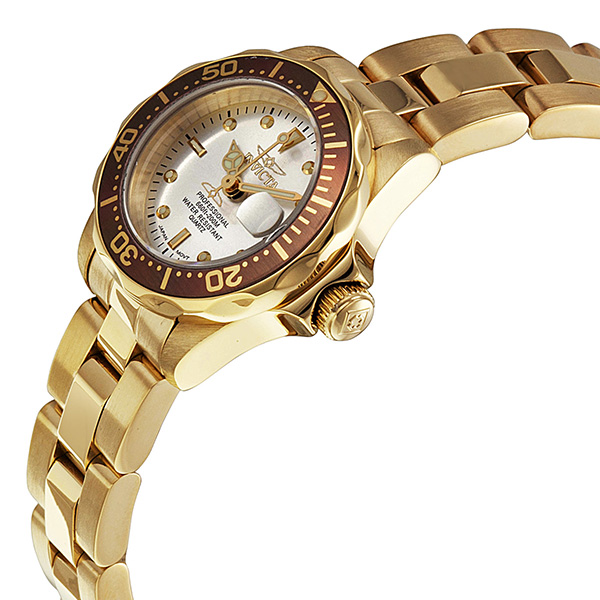 Invicta Pro Diver Silver Dial Gold-tone Stainless Steel Ladies Watch ...