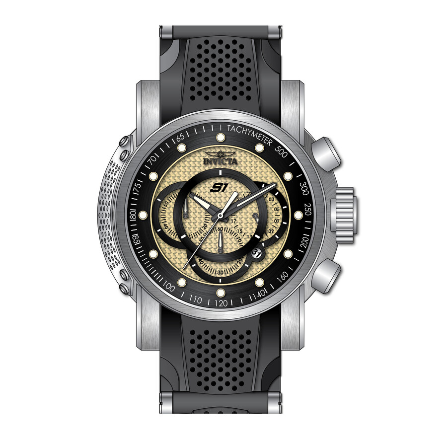 Invicta S1 Rally Chronograph Black and Gold Carbon Fiber Dial Stainless ...