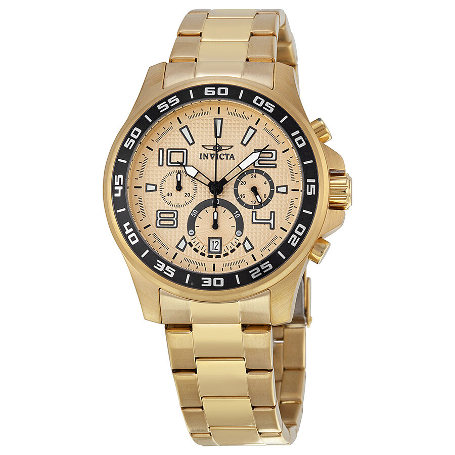 Invicta Specialty Chronograph Gold Dial Gold-tone PVD Stainless Steel ...