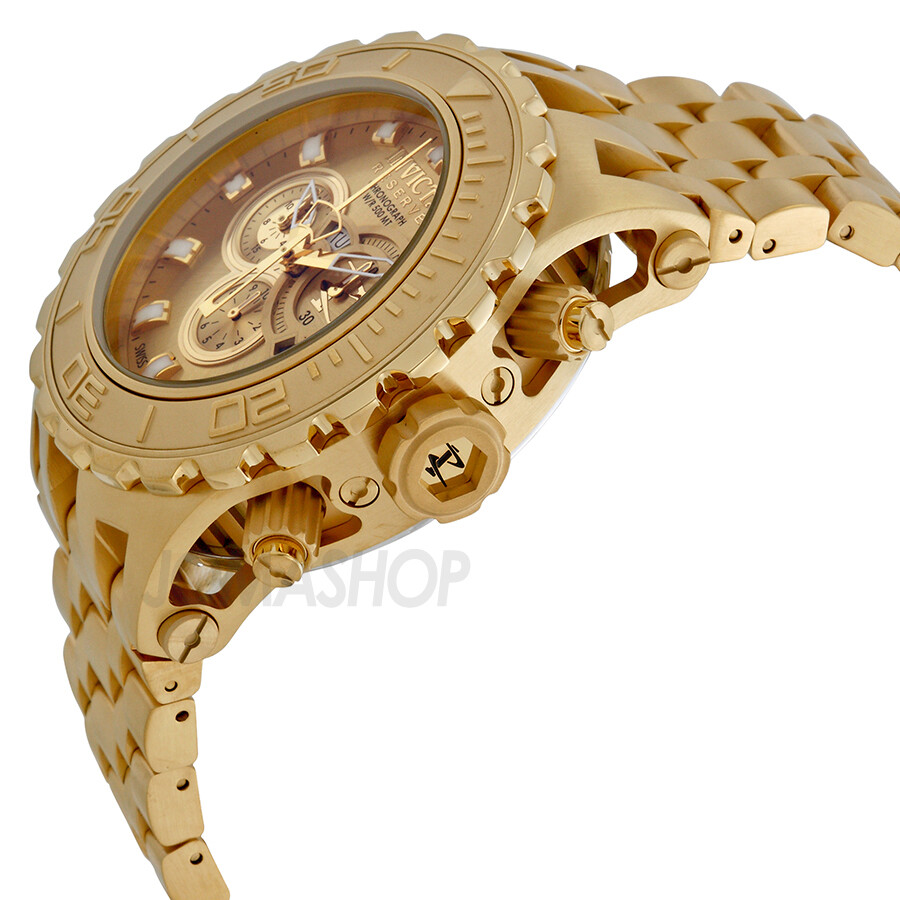 Invicta Subaqua Chronograph Champagne Dial 18kt Gold-plated Men's Watch ...