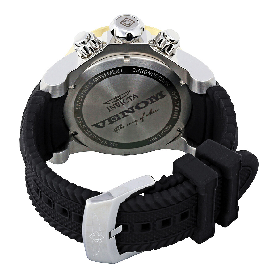 Invicta Venom Chronograph Yellow Gold and Silver Dial Black Silicone ...