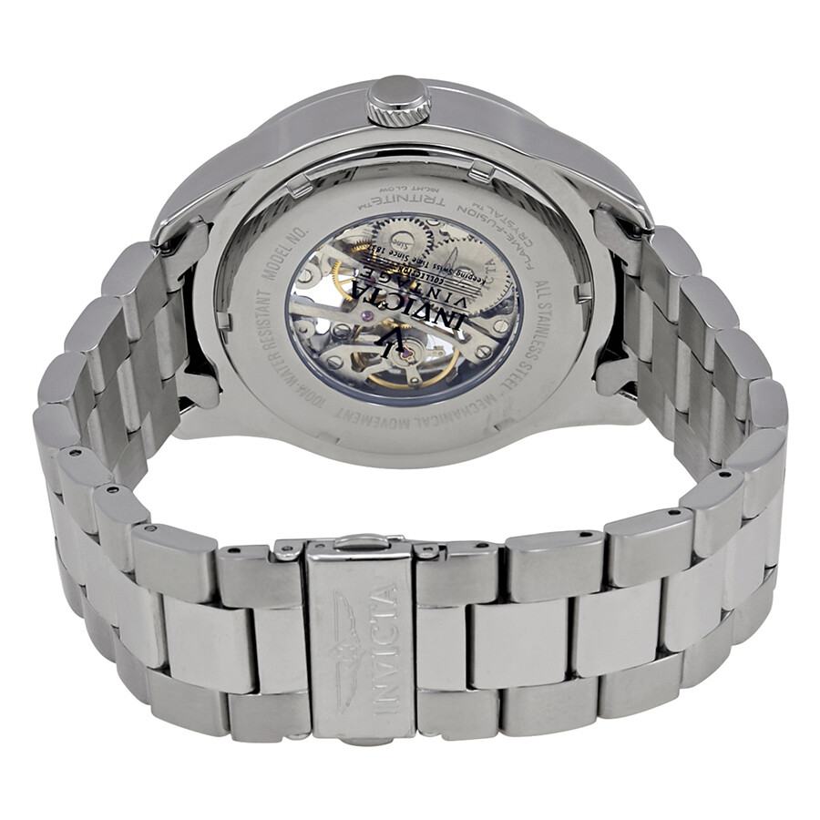 Invicta Vintage Mechanical Silver Skeleton Dial Men's Watch 25758 ...