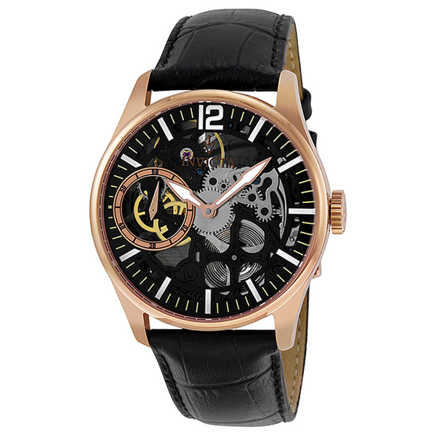 Invicta Vintage Mechanical Black Skeleton Dial Men's Watch 12408 ...