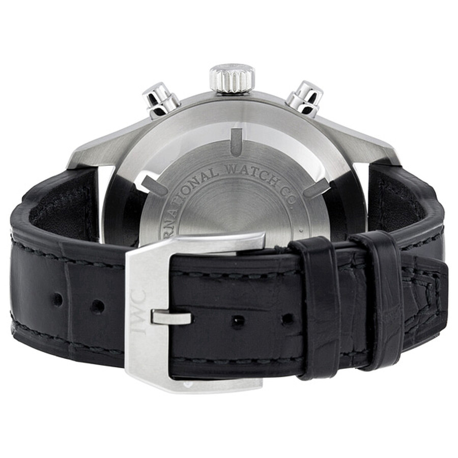 IWC Pilot Chronograph Automatic Black Dial Black Leather Men's Watch ...