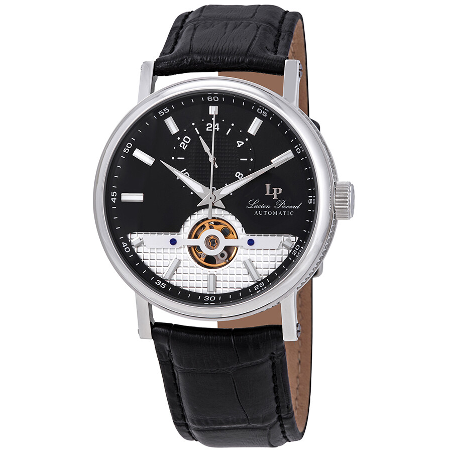 Lucien Piccard Open Heart 24 Automatic Black Dial Men's Watch LP-28002A ...