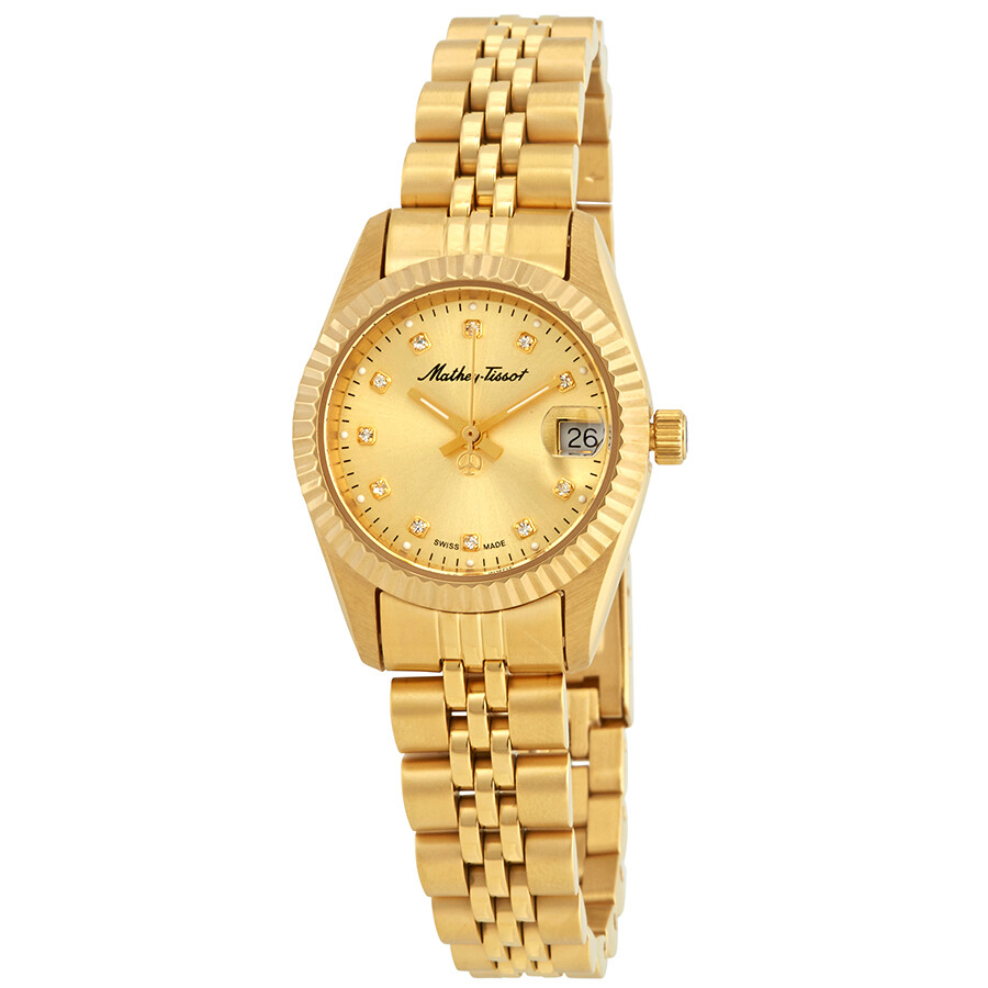 Mathey-Tissot Rolly II Crystal Gold Dial Ladies Watch D710PDI - Mathey ...