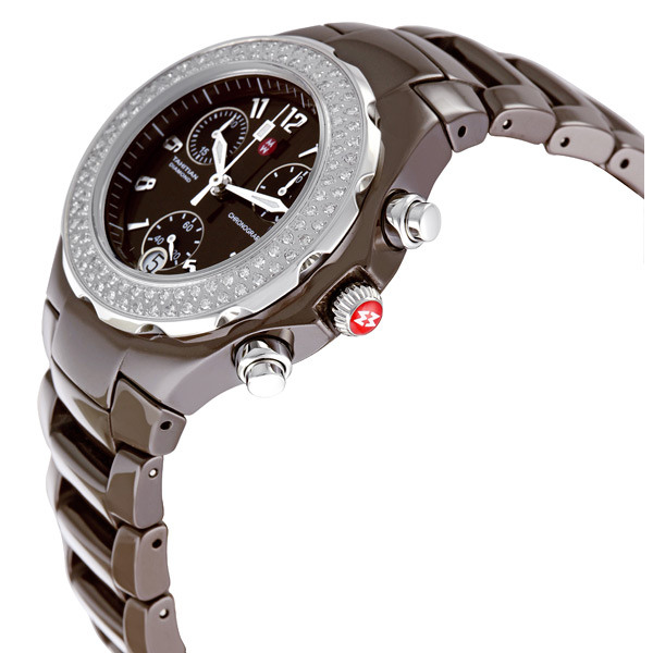 Michele Tahitian Chocolate Ceramic Chronograph Ladies Watch ...