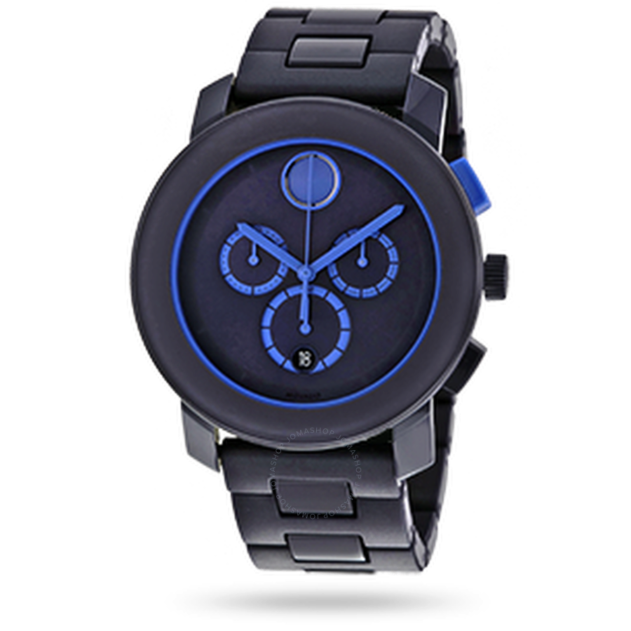 Movado Bold Navy Blue Stainless Steel Chronograph Men's Watch 3600270 ...