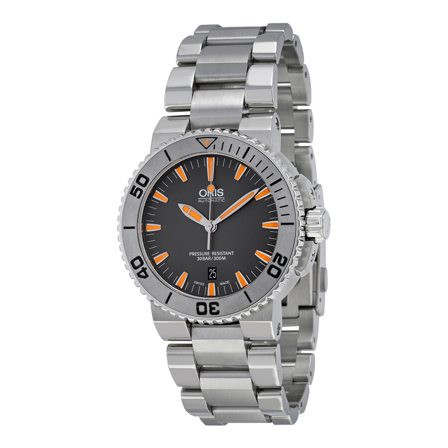 Oris Aquis Date Grey Dial Stainless Steel Men's Watch 733-7653-4158MB ...