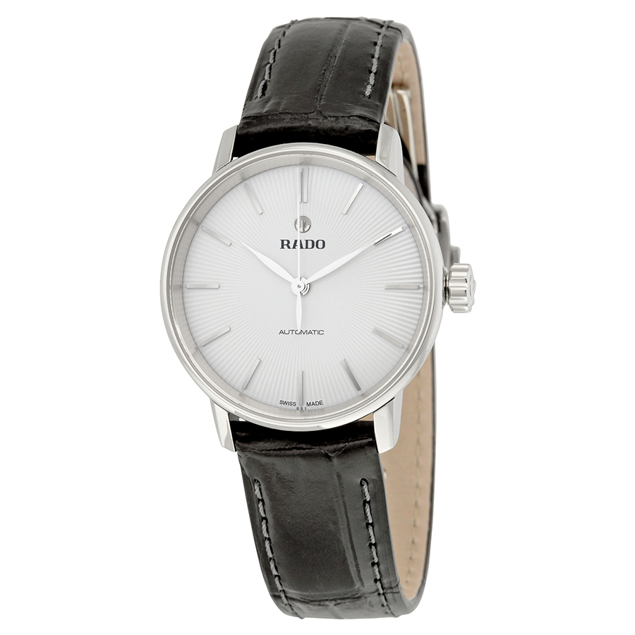 Rado Coupole Classic Automatic Silver Dial Black Leather Ladies Watch ...
