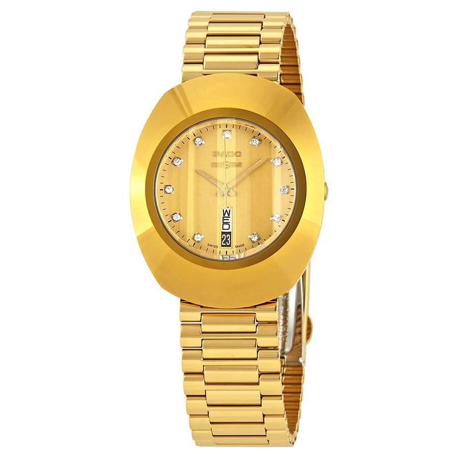 Rado The Original L Diamond Gold Dial Unisex Watch R12304303 - Original ...