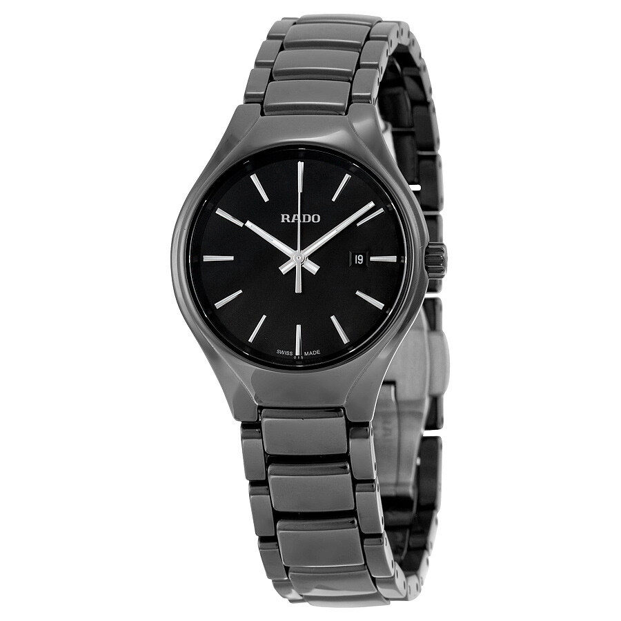 Rado True Quartz Black Dial Black High-tech Ceramic Ladies Watch ...