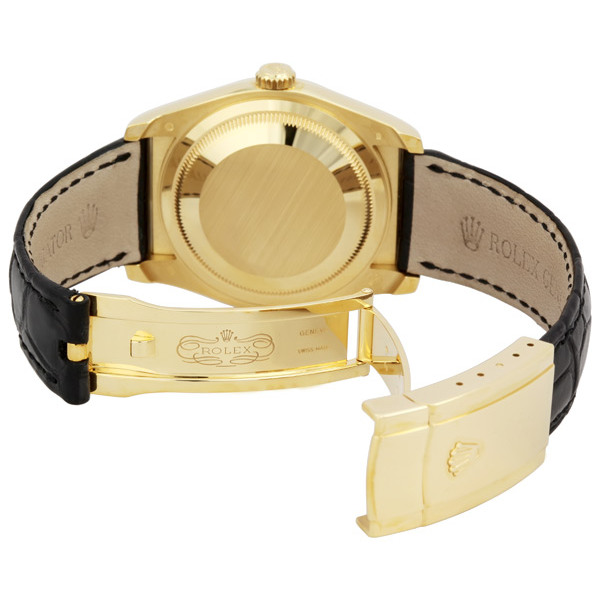 Rolex Datejust White Index Dial Fluted Bezel Leather Strap Men's Watch ...