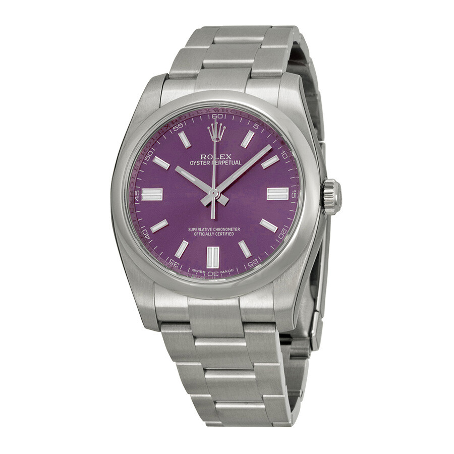 Rolex Oyster Perpetual 36 mm Purple Dial Stainless Steel Bracelet Men's ...