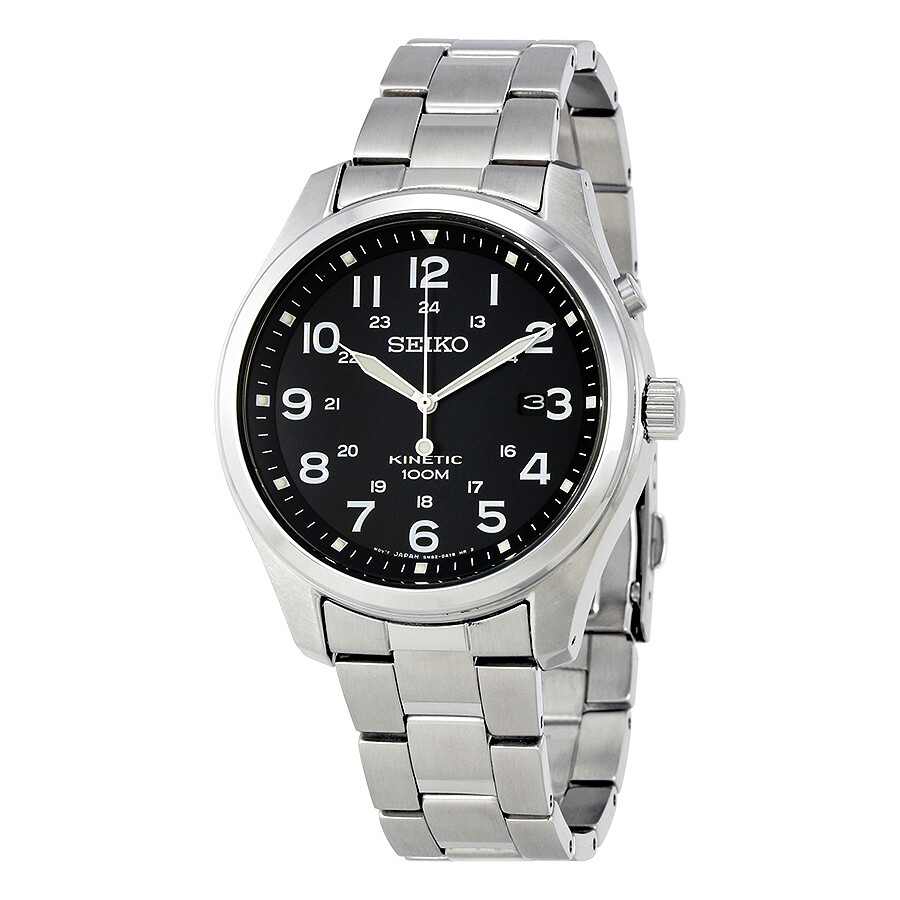 Seiko Kinetic Black Dial Stainless Steel Men's Watch SKA721 - Kinetic ...