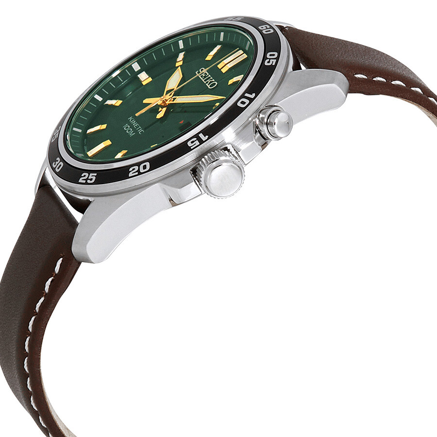 Seiko Kinetic Green Dial Brown Leather Men's Watch SKA791 - Kinetic - Seiko - Watches - Jomashop