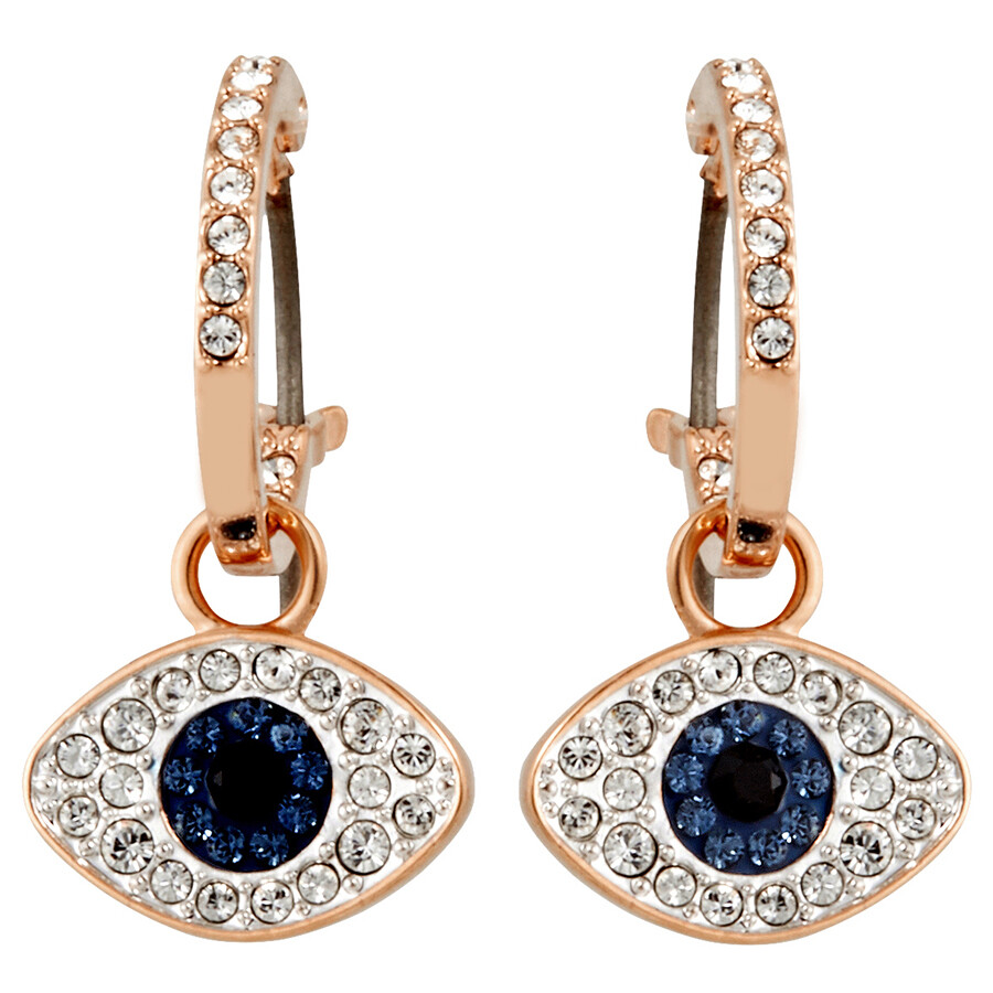Swarovski Duo Rose Gold Plated Evil Eye Hoop Earrings - Swarovski ...