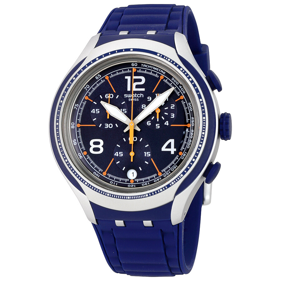 Swatch Blue Face Chronograph Dark Blue Dial Men's Watch YYS4015 - Irony ...