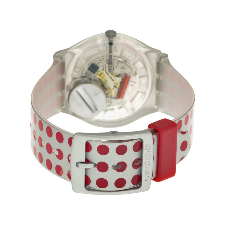 Swatch Red Flush Red Polka Dot Dial Folio Strap Unisex Watch GE240 ...