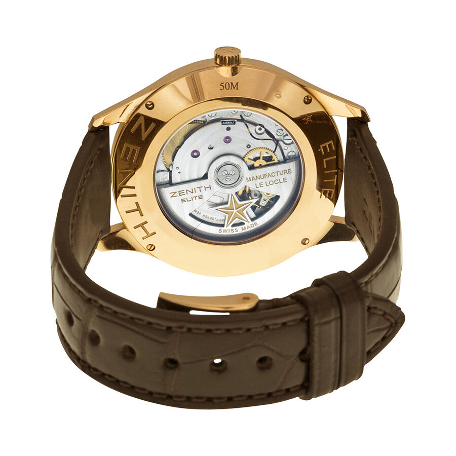 Zenith Captain Central Second White Brown Leather Men's Watch 18.2020. ...